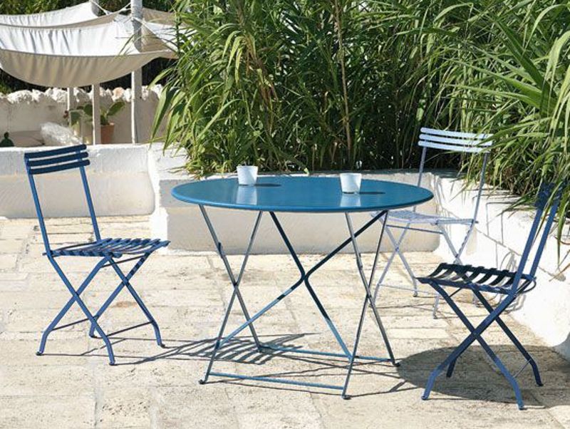 FLOWER Folding painted metal garden table By Ethimo