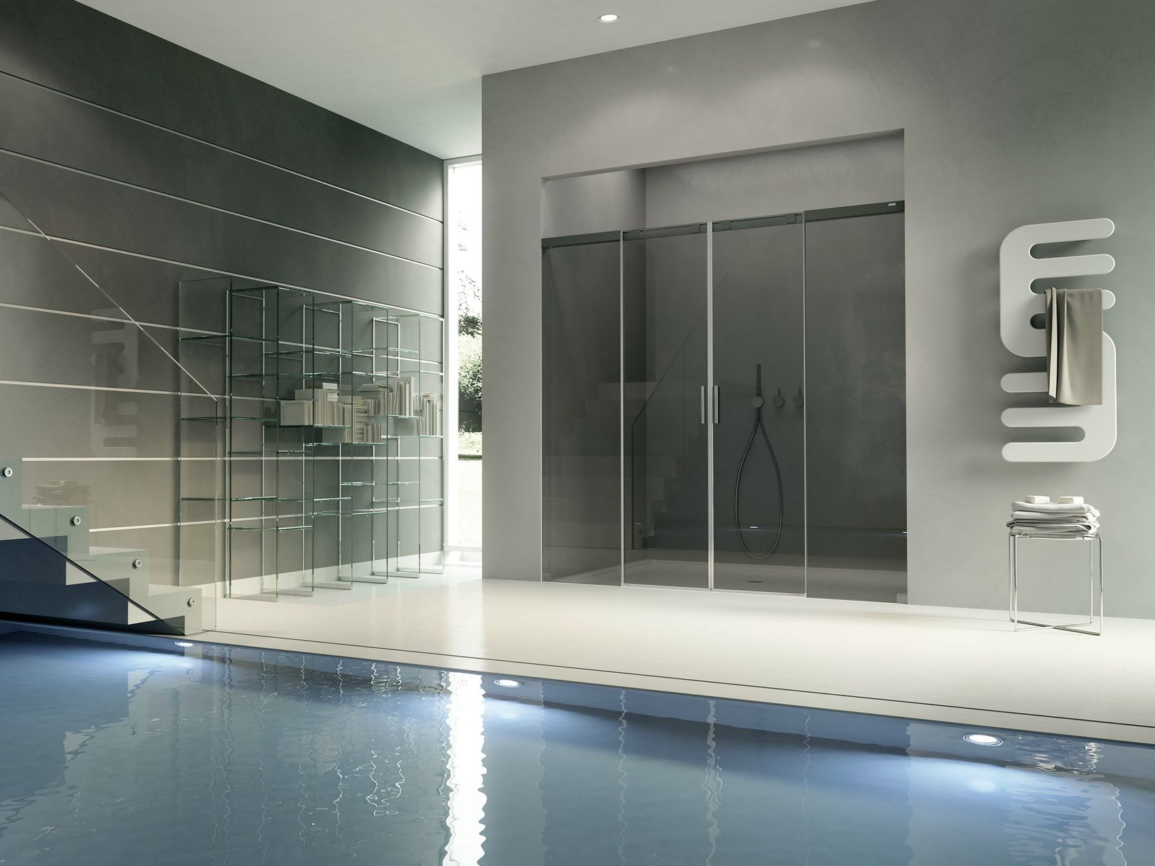 Crystal shower cabin with sliding door ACQUA 5000 By Duka