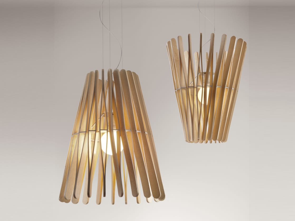 STICK Wooden pendant lamp By Fabbian | design Matali Crasset