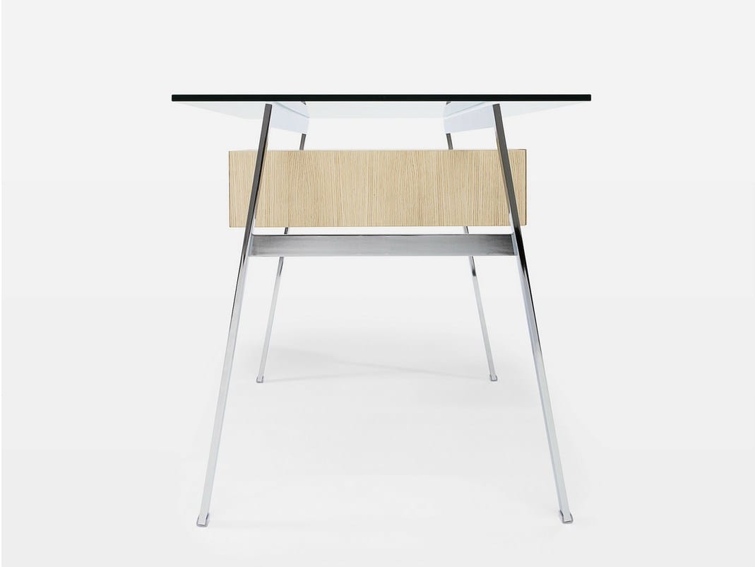 Glass writing desk with drawers HOMEWORK 1 GLASS TOP By bensen