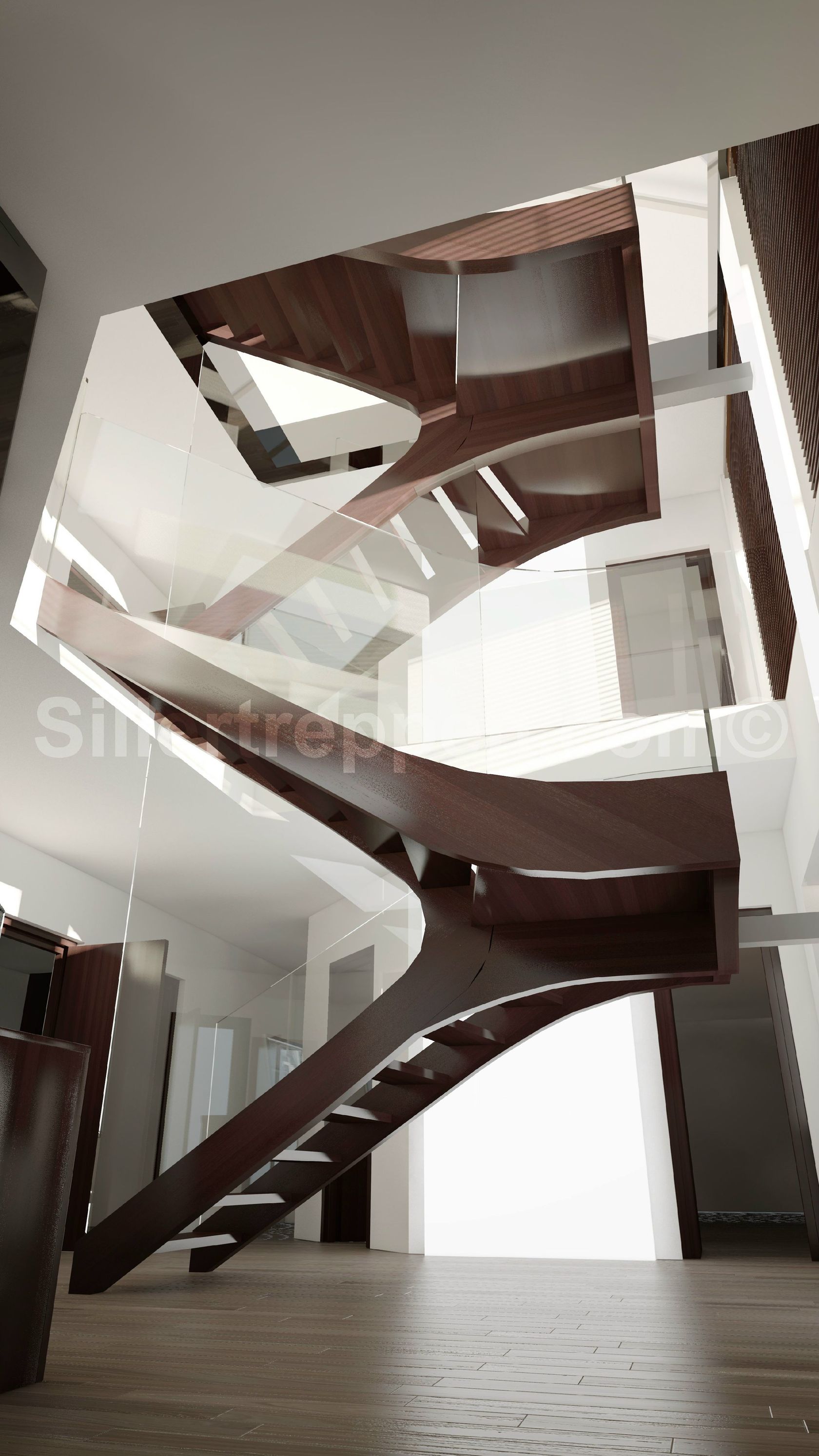 MELBOURNE, SELF SUPPORTING STAIRCASE | Glass and Stainless Steel Open ...
