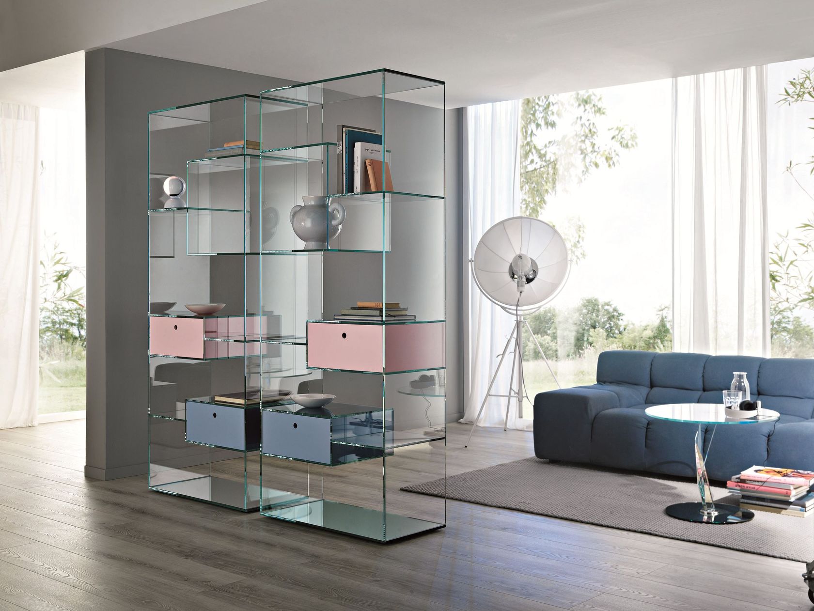 LIBER A Open freestanding double-sided crystal bookcase By Tonelli ...