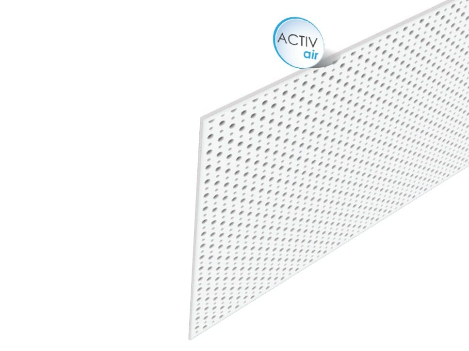 Acoustic plasterboard ceiling panels GYPROC RIGITONE™ ACTIV’AIR® 12-20/ ...