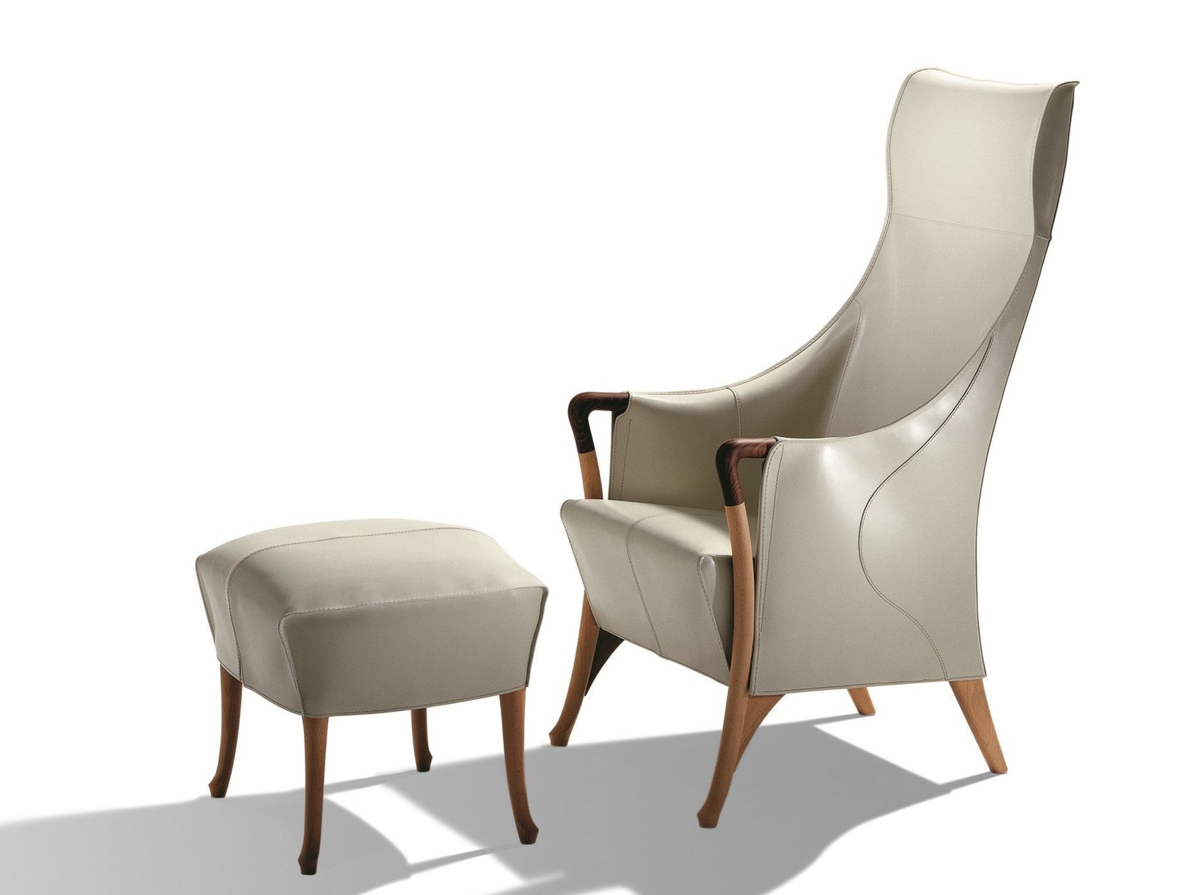 PROGETTI High-back leather armchair By Giorgetti