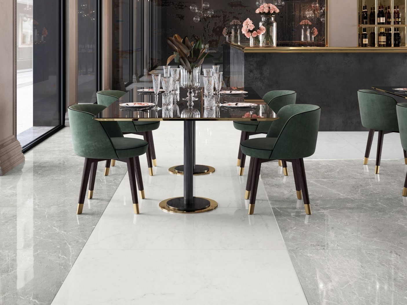 PURE Porcelain stoneware wall/floor tiles with marble effect By RICCHETTI