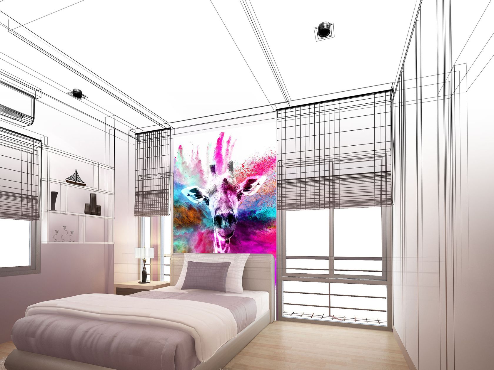 Fire retardant wallpaper with floral pattern RAFFA GI Scenic Wallpapers ...