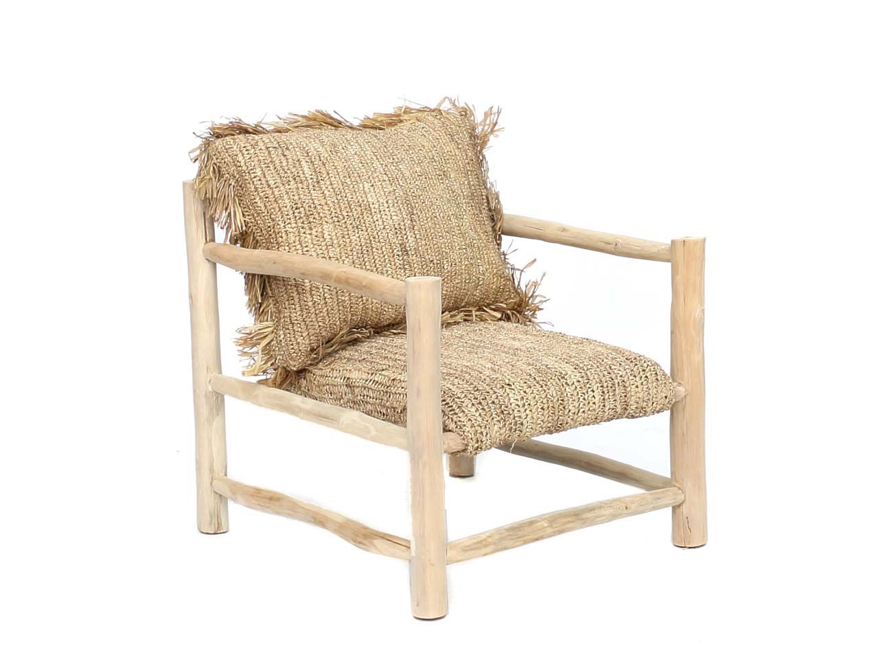 Raffia easy chair with armrests with integrated cushion RAFFIA ONE ...