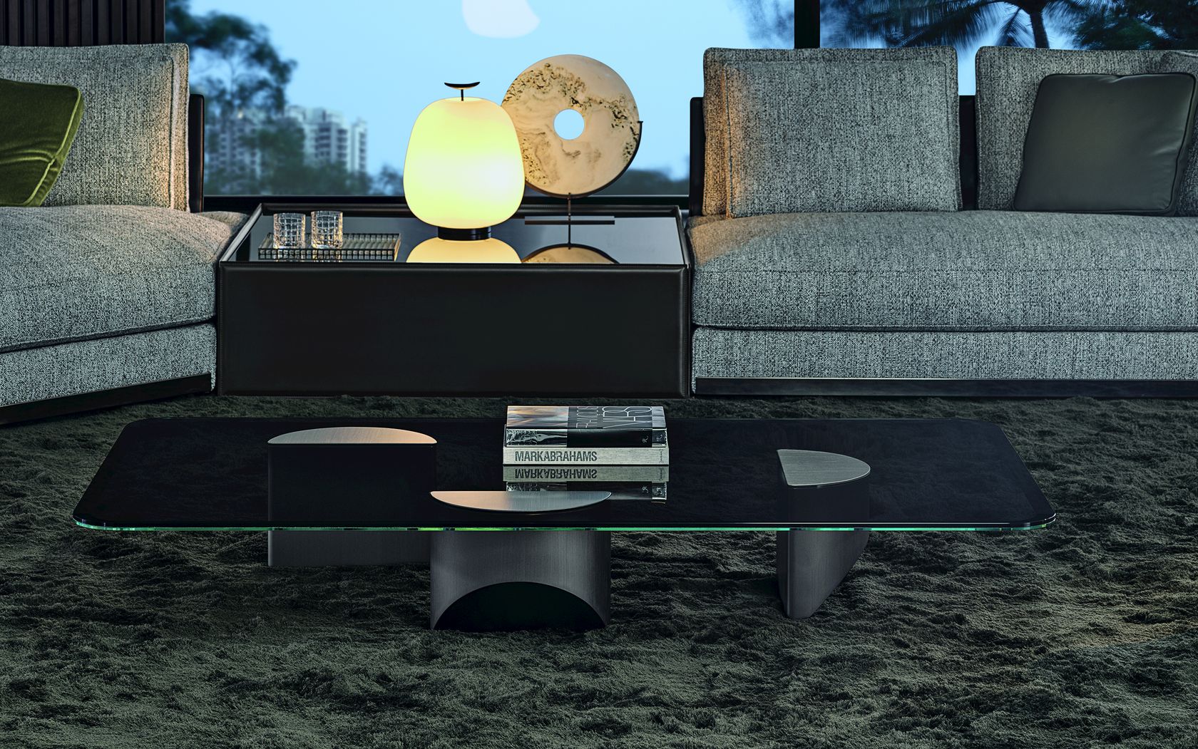 WEDGE Low rectangular glass coffee table By Minotti | design Nendo