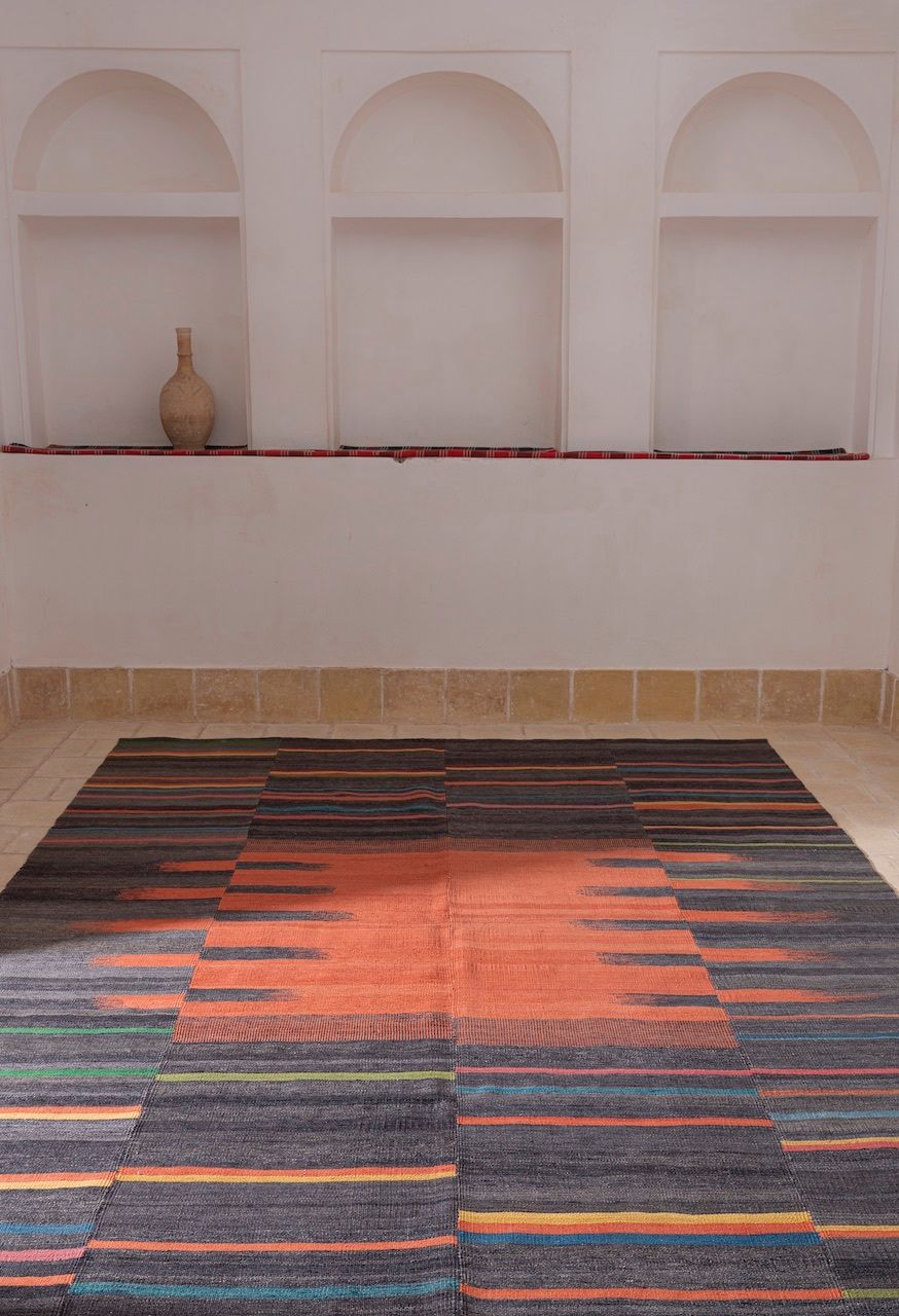 ALASHT Handgearbeiteter rechteckiger Teppich aus Wolle By EDELGRUND