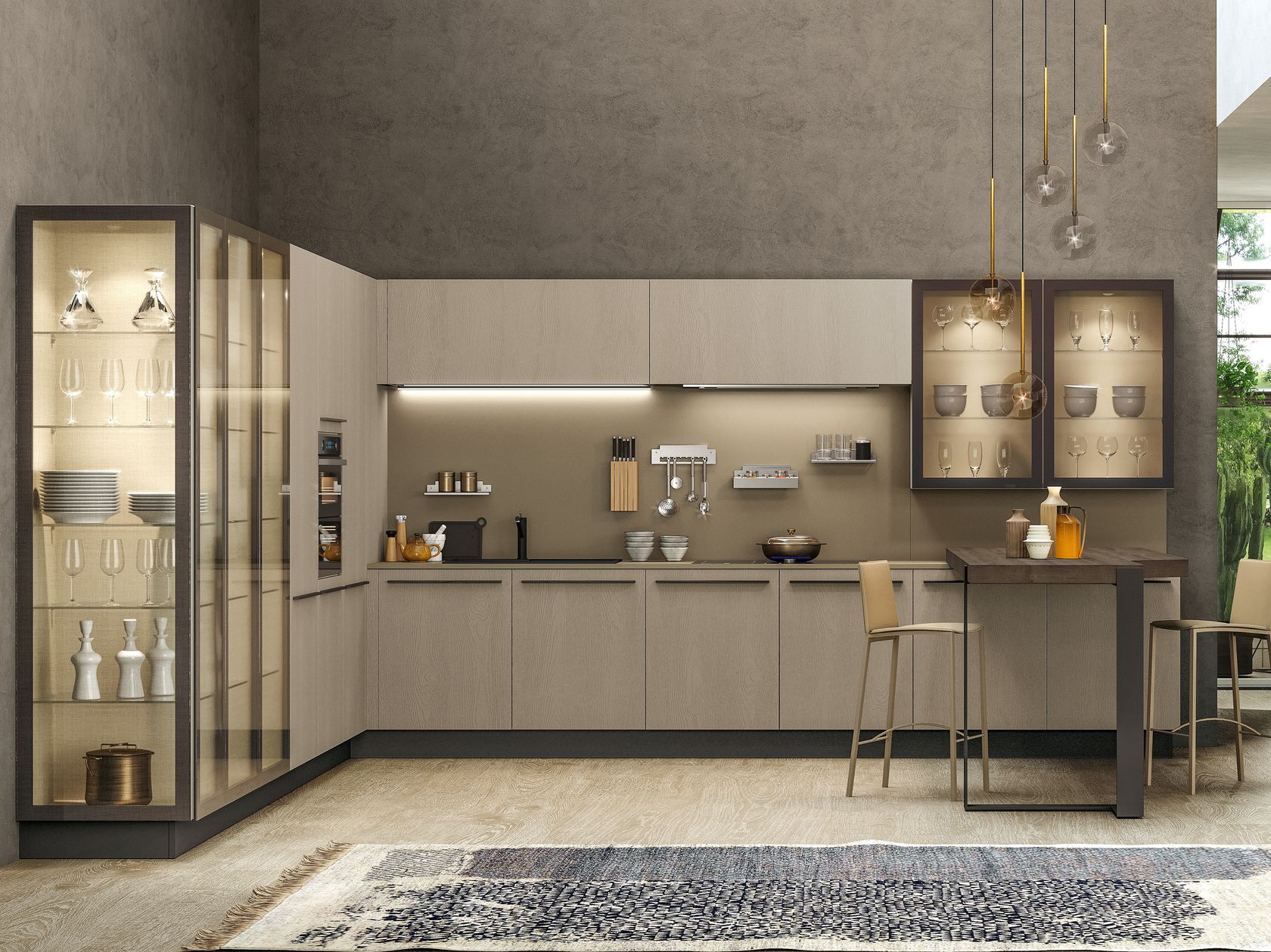 Fitted kitchen ROUND BRIDGE 3 Round Collection By Cucine Lube