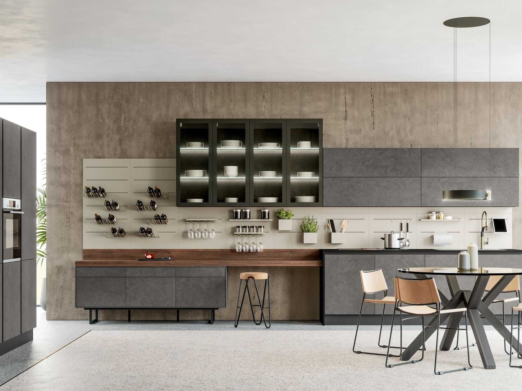 ROUND NECK 3 Fitted kitchen By Cucine Lube