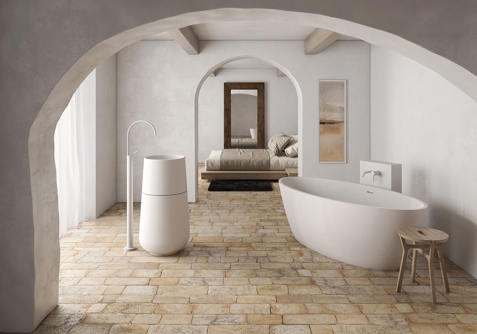 FS Freestanding round single washbasin By Hidrobox