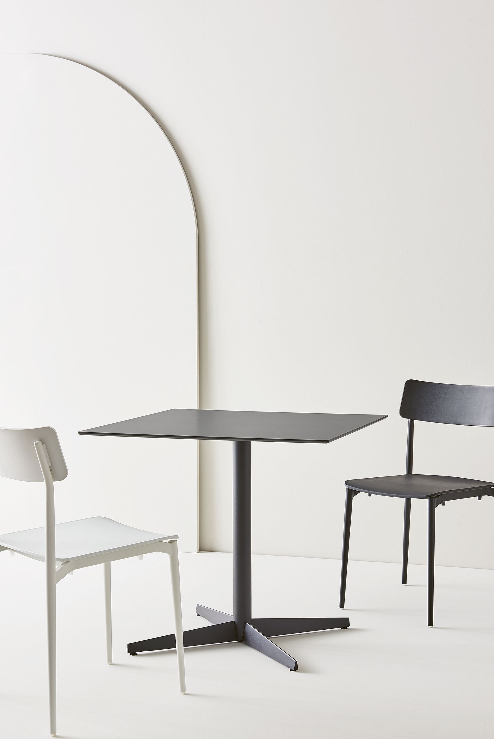Square HPL table with 4-star base SAMU | Square table By Segis design ...