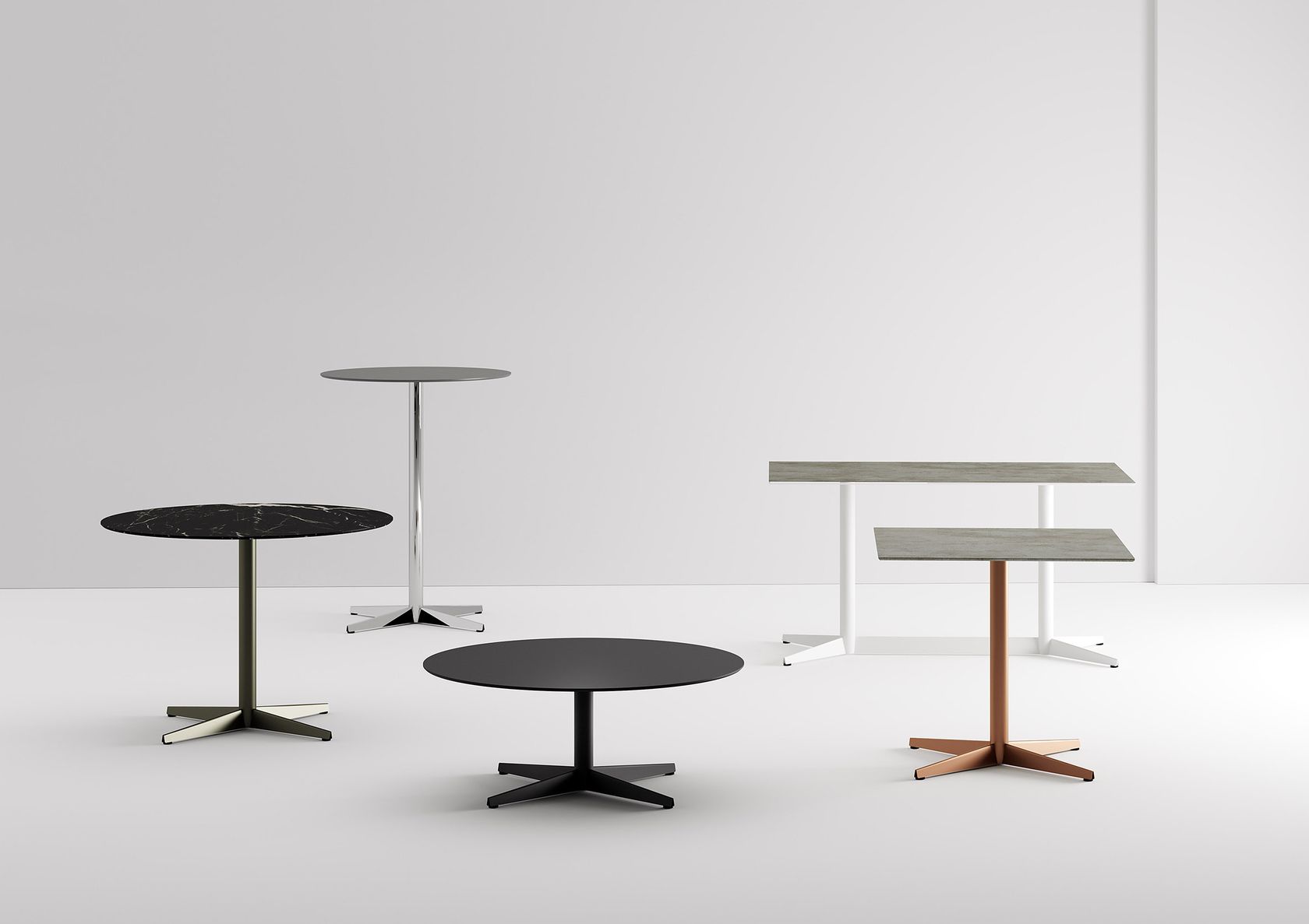 Square HPL table with 4-star base SAMU | Square table By Segis design ...