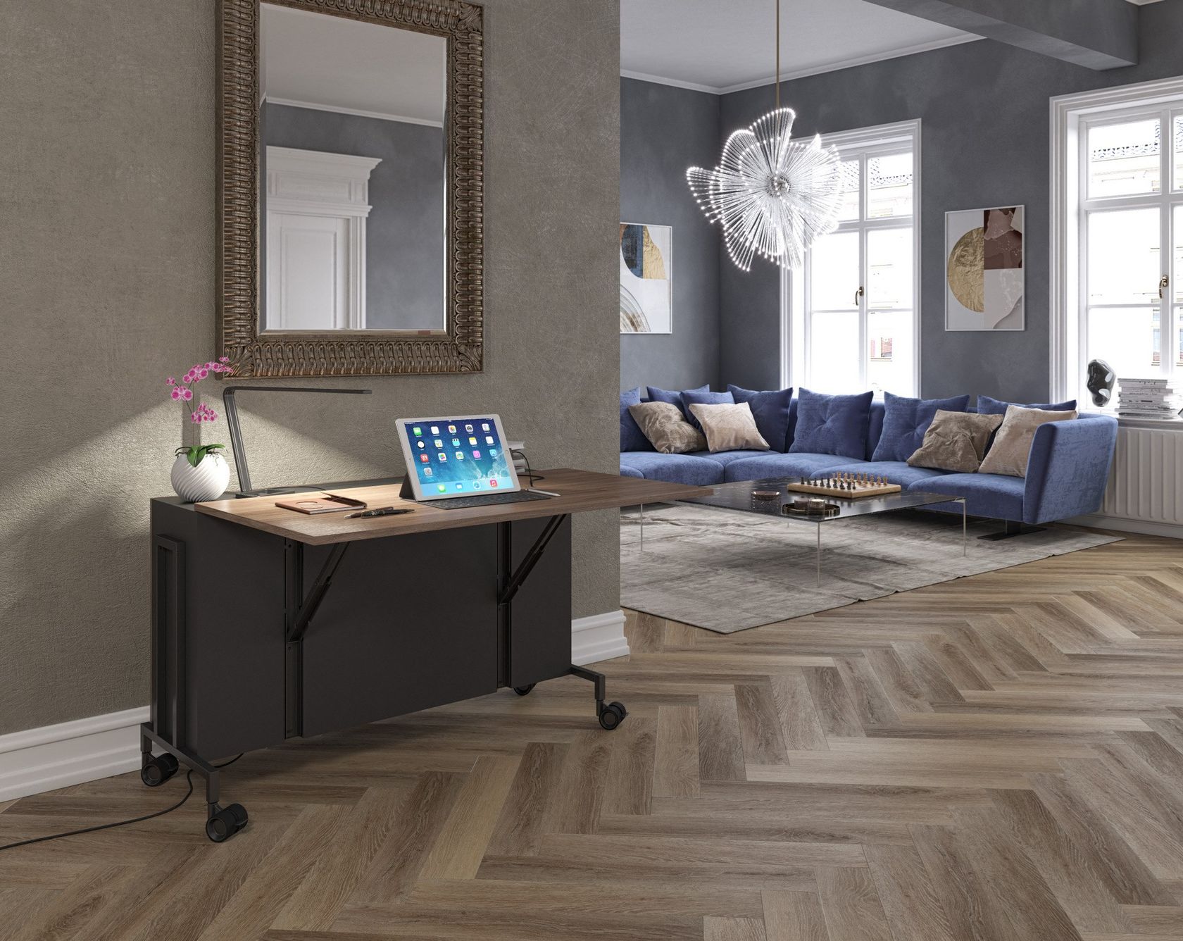 Scrivania rettangolare in legno con ruote SCRIVANIA MOBILE - ESTEL ...