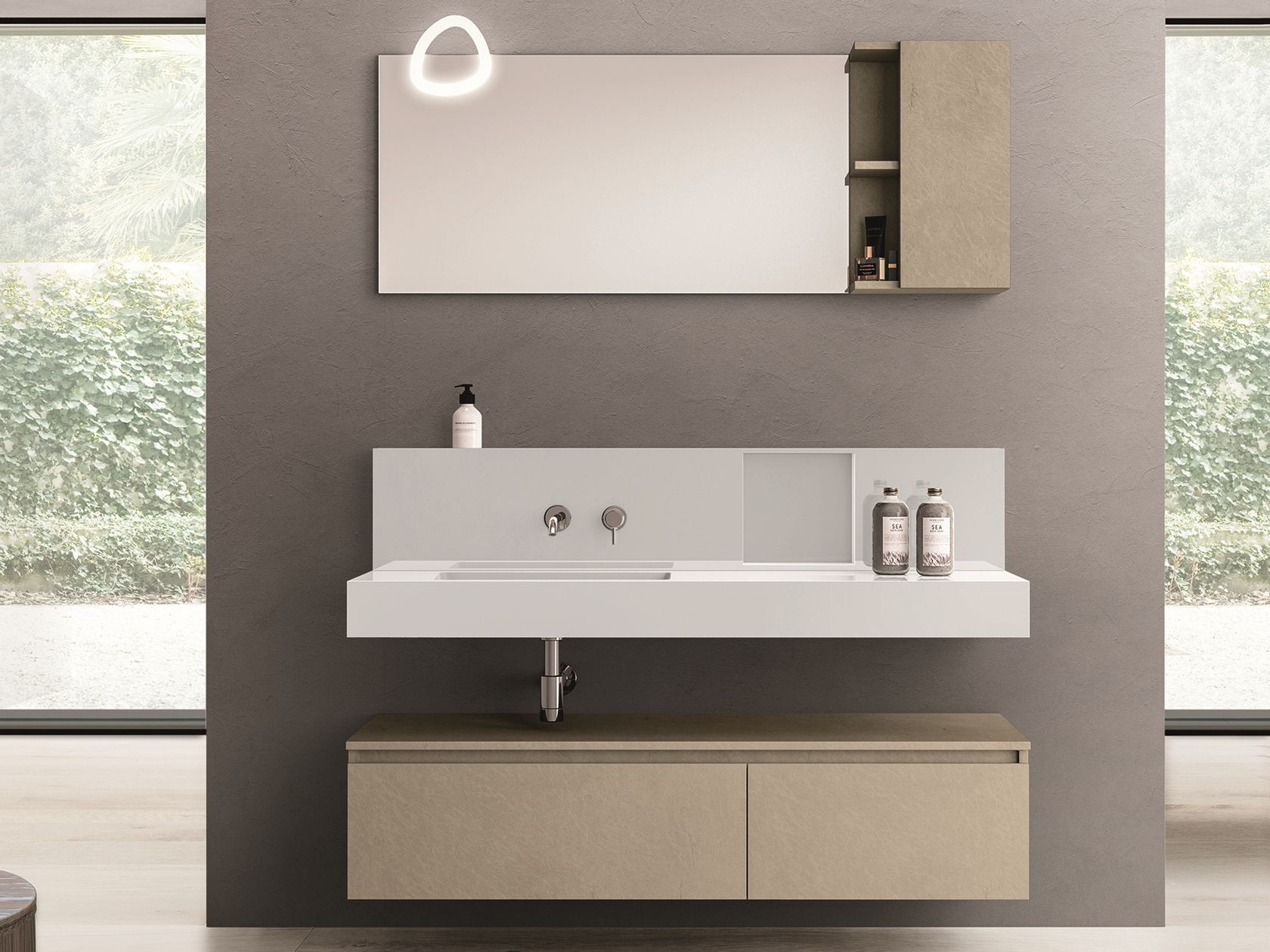 SEGNO Mobile bagno con base portalavatrice By Cerasa