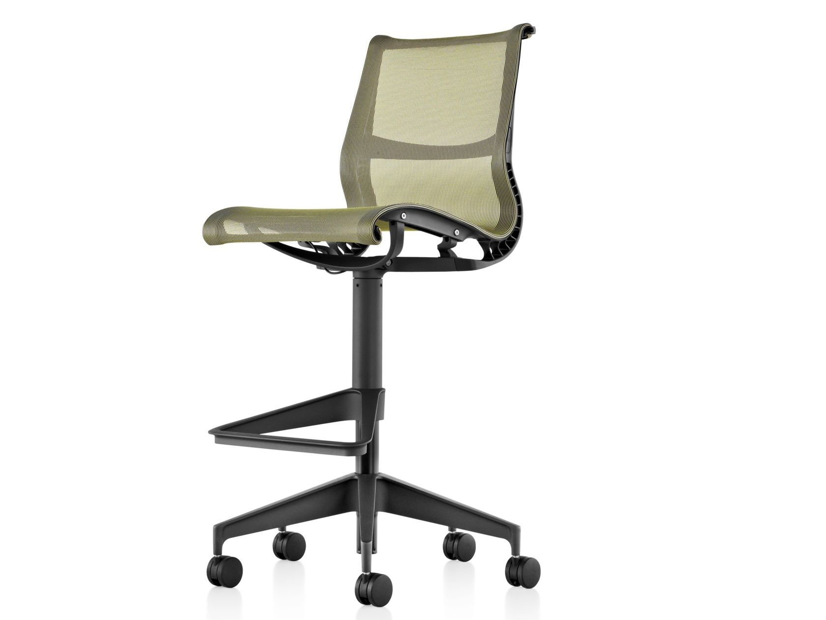 SETU Swivel mesh office stool with castors with 5-Spoke base By Herman ...