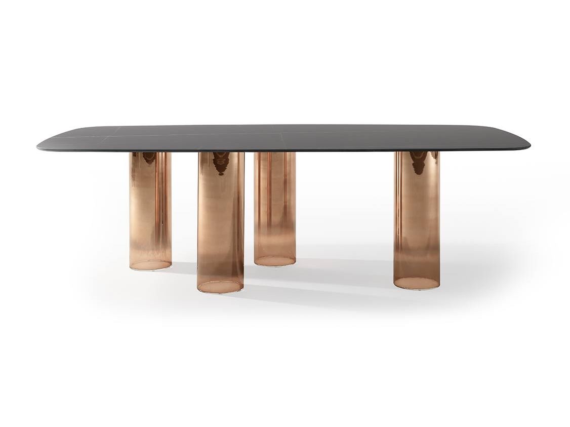 SIGNORE DEGLI ANELLI Rectangular glass dining table By Reflex