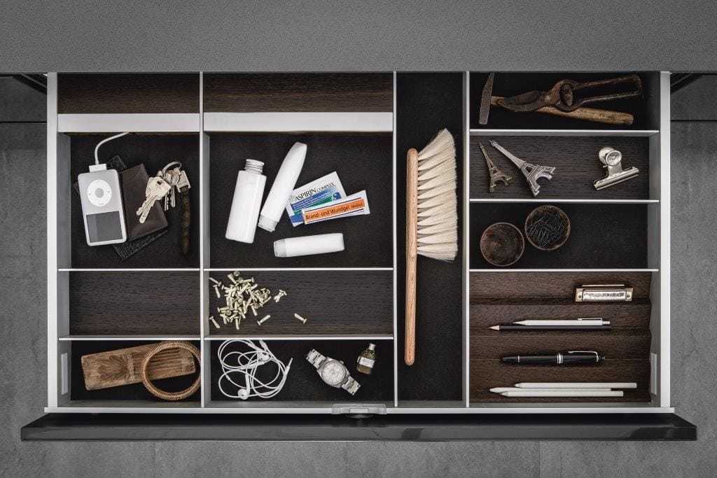 Aluminium and wood Drawer insert Accessories By SieMatic