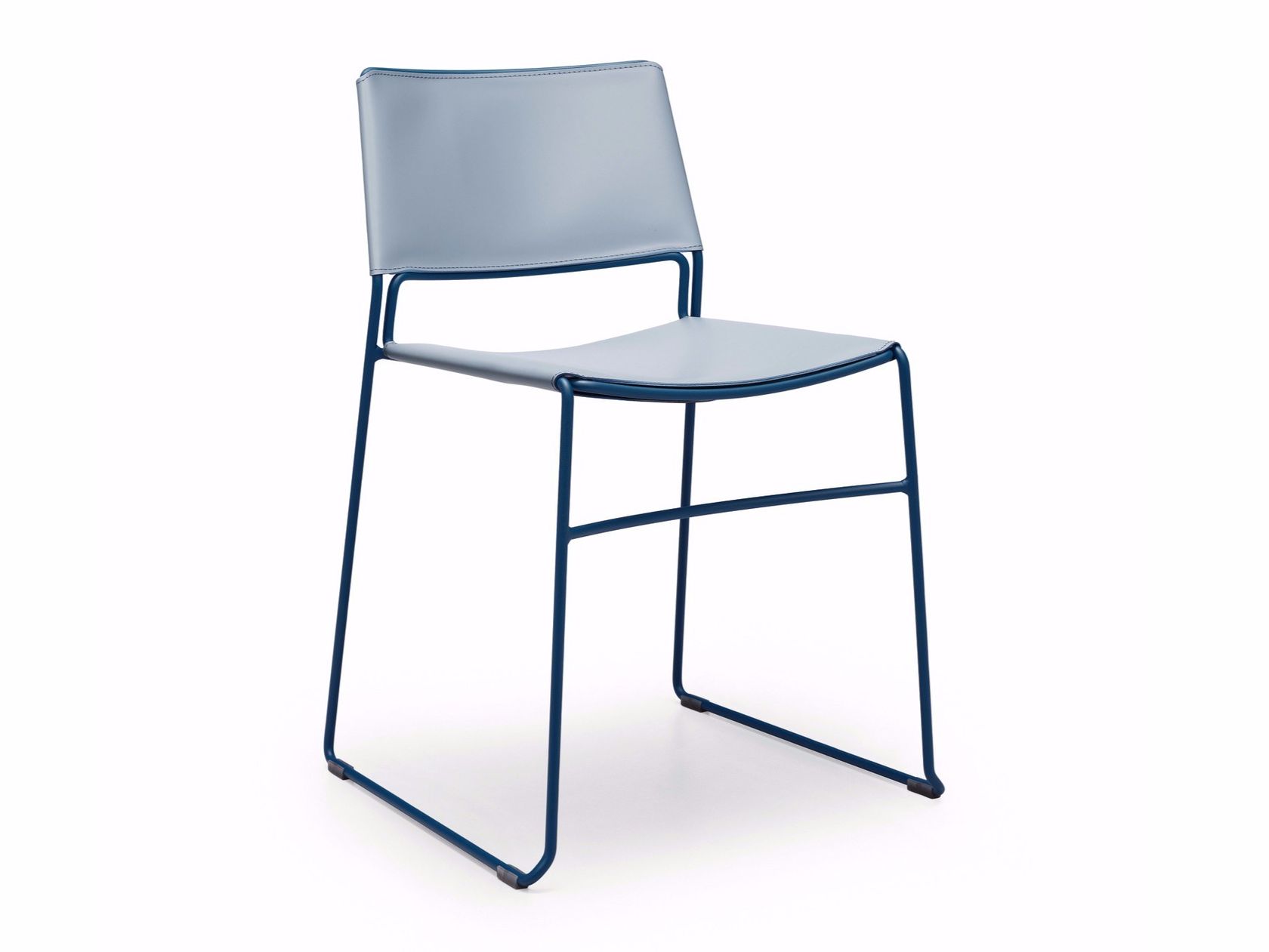 Sedia a slitta sfoderabile in cuoio SLIM | Sedia in cuoio Collezione ...