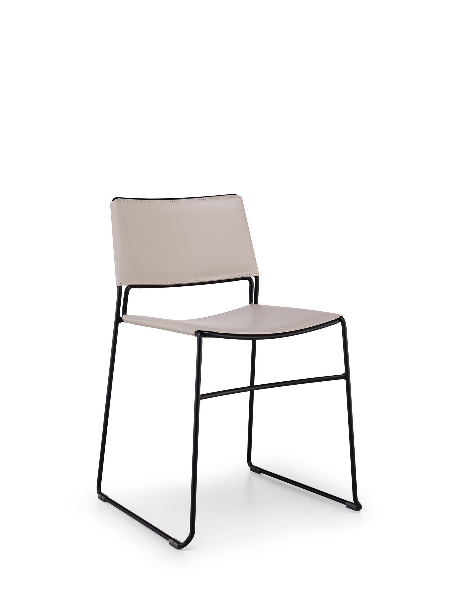 Sled base tanned leather chair with removable cover SLIM | Tanned ...