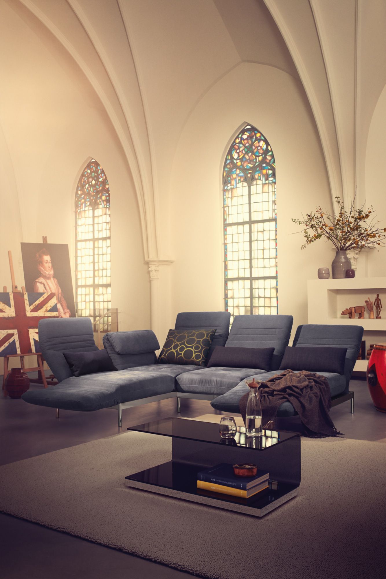 ROLF BENZ 380 PLURA | Sofa with chaise longue Rolf Benz 380 PLURA ...