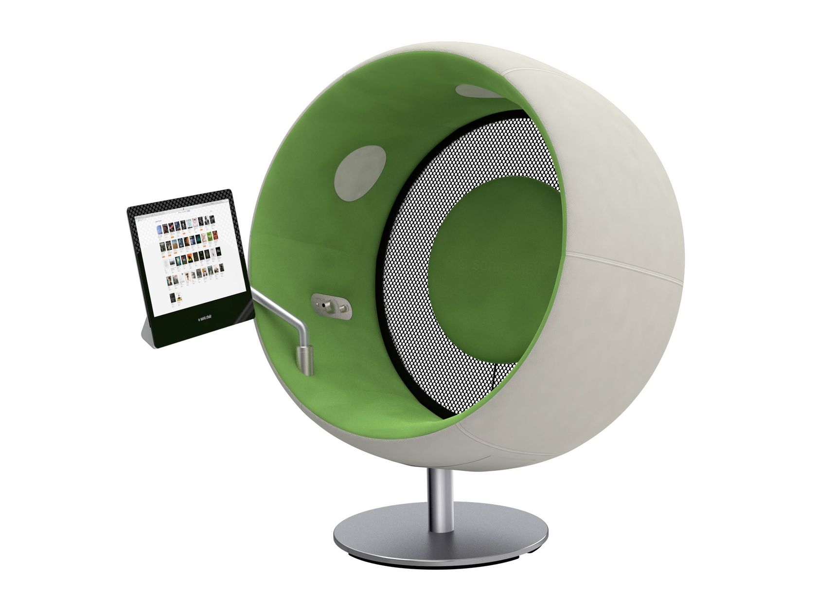 SONIC CHAIR Acoustic armchair with iMac / touchscreen By Sonic chair ...