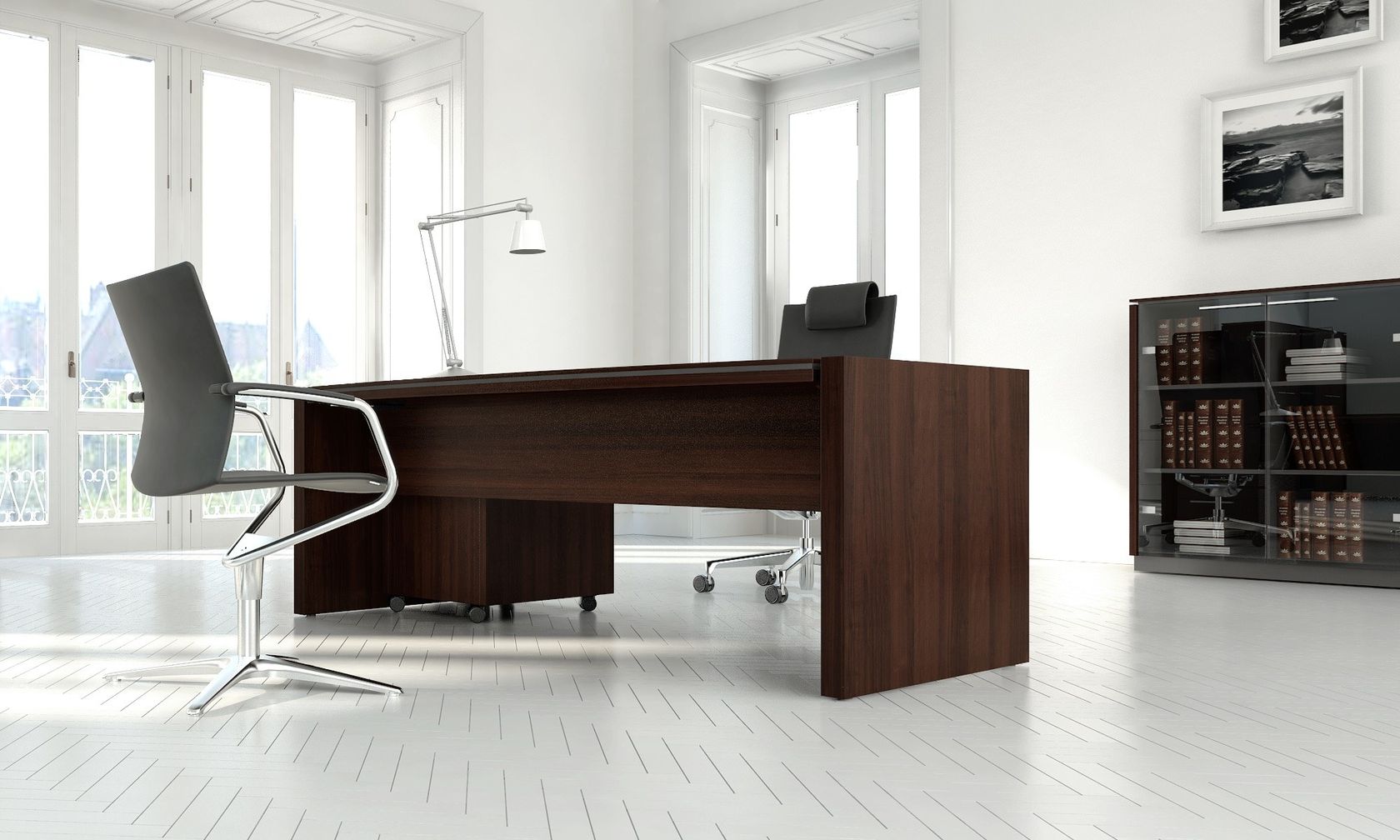 Mesa de escritório retangular de aglomerado melamínico STATUS | Mesa de ...