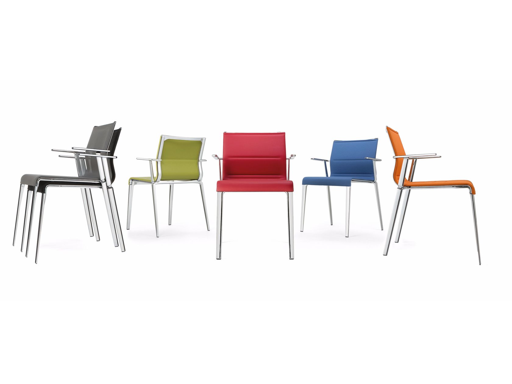 STICK CHAIR Leather chair with armrests By ICF
