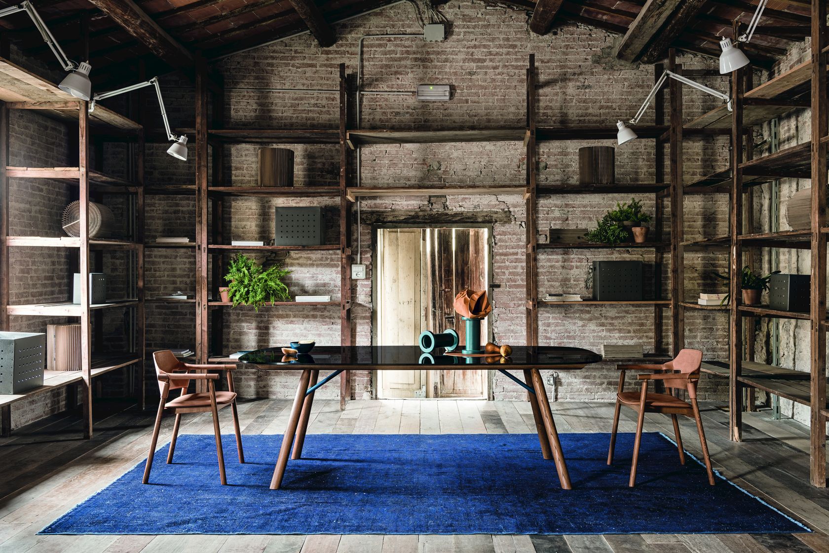 Tanned leather chair with armrests SUITE P Suite Collection By Midj ...