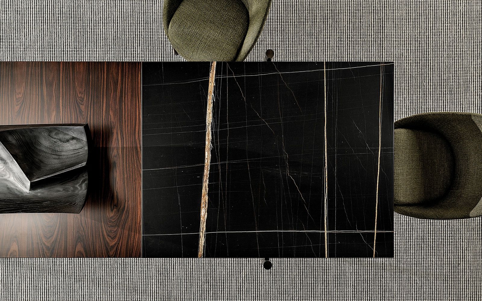 SUPERQUADRA Rectangular table in rosewood and marble By Minotti | design studio mk27