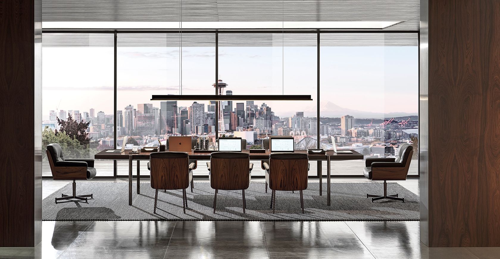 SUPERQUADRA Rectangular table in rosewood and marble By Minotti | design studio mk27