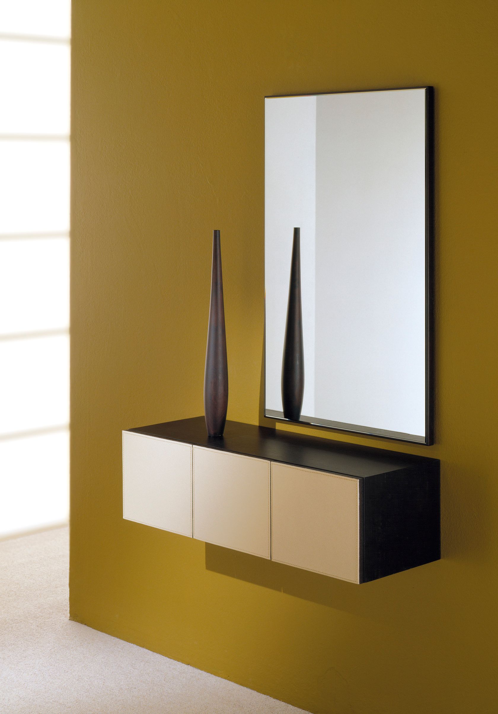 Lacquered wall-mounted MDF console table with drawers TO ADD By Kendo ...