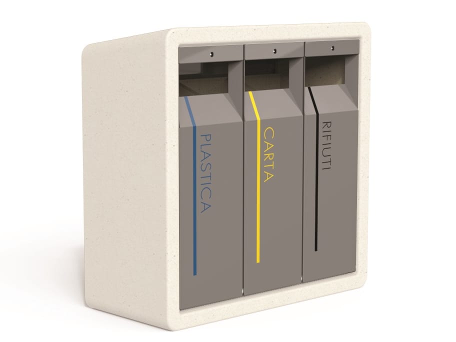 Reconstructed stone litter bin for waste sorting TRI By Bellitalia ...