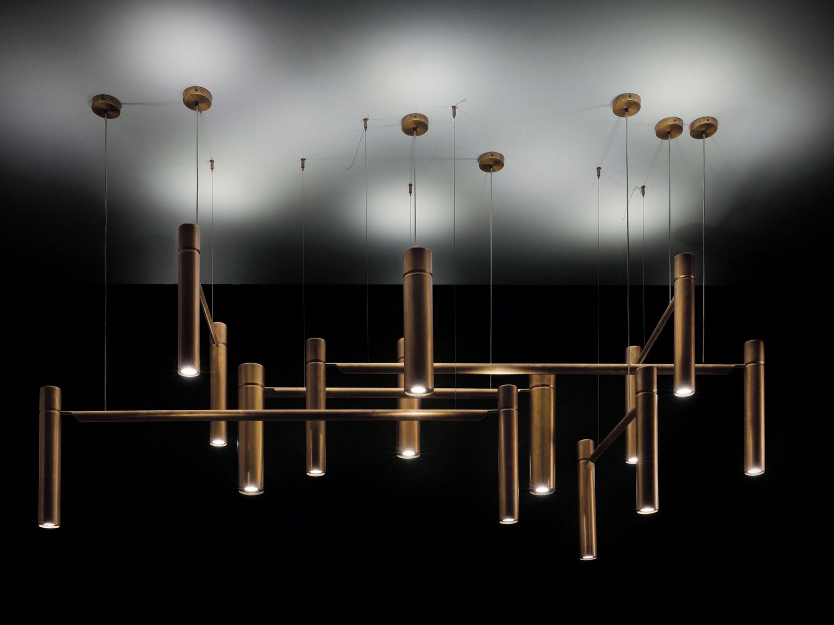 TUBULAR HORIZONTAL LED brass pendant lamp By Henge | design Massimo ...