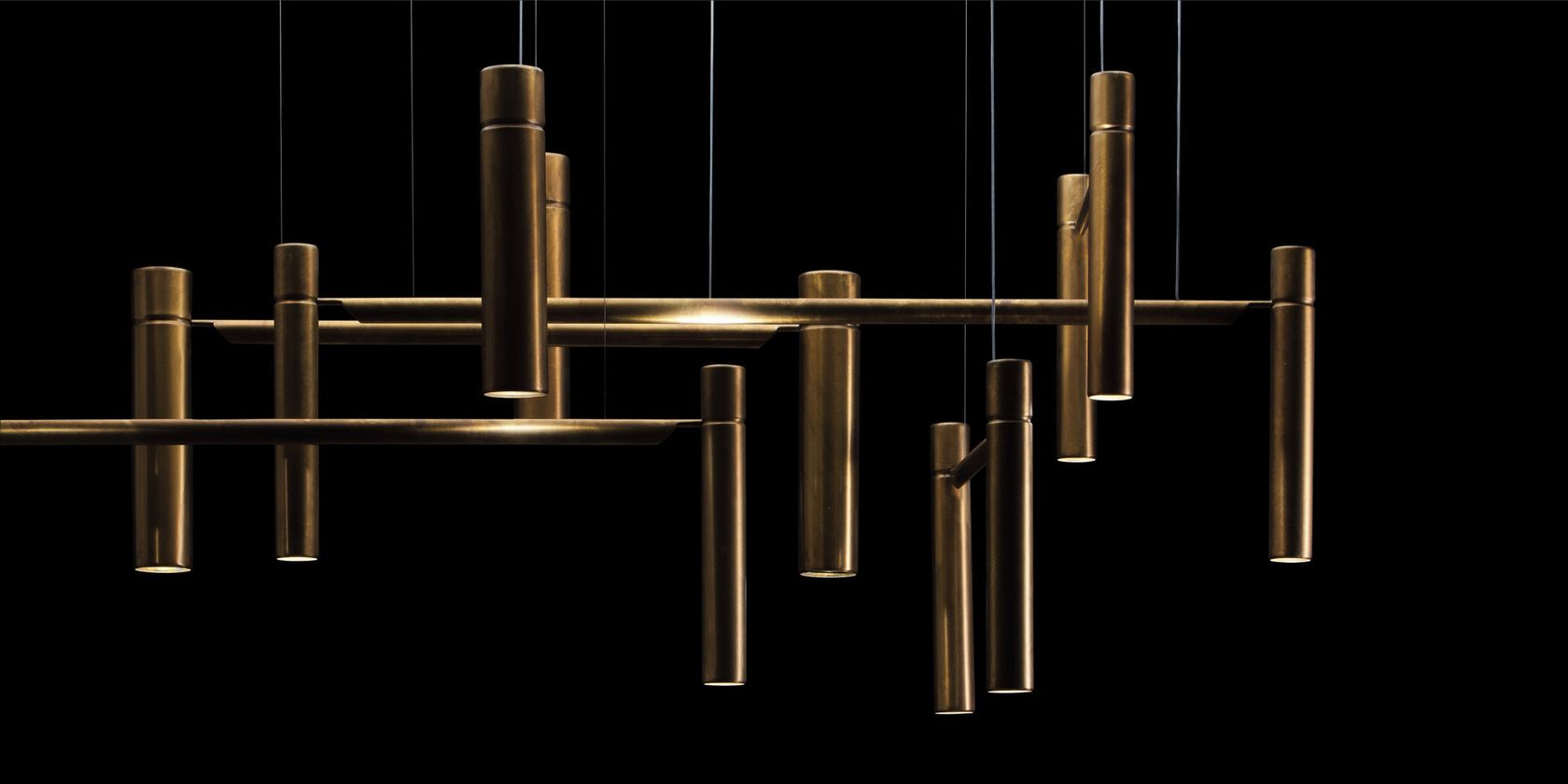 TUBULAR HORIZONTAL LED brass pendant lamp By Henge | design Massimo ...
