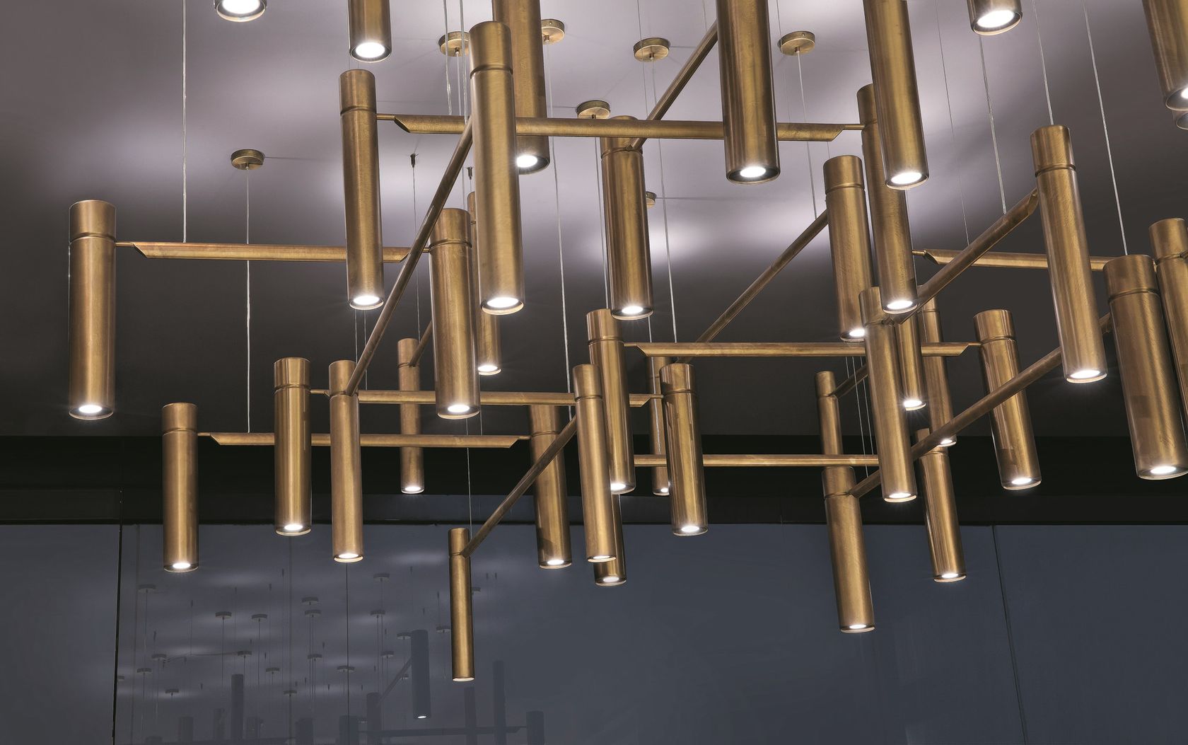 TUBULAR HORIZONTAL LED brass pendant lamp By Henge | design Massimo ...