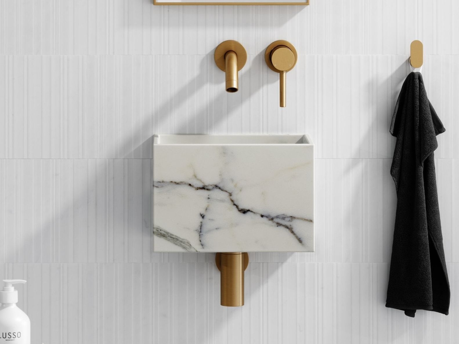 TUCCI | Calacatta marble handrinse basin Rectangular wall-mounted ...