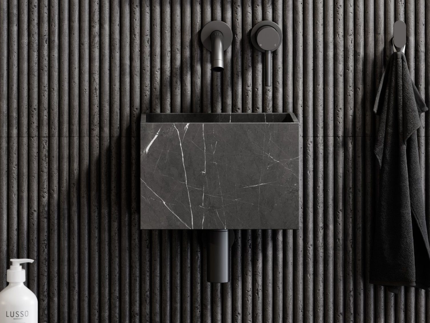 TUCCI | Pietra Grey marble handrinse basin Rectangular wall-mounted ...