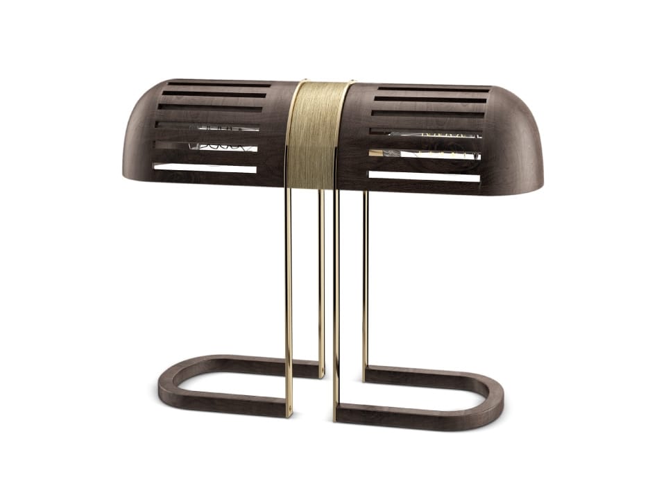 Handmade walnut table lamp TURING By Wood Tailors Club