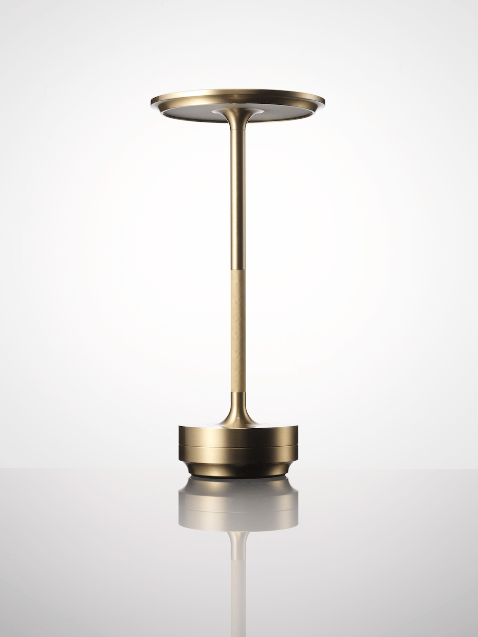 TURN BRASS LED cordless table lamp with USB charging By Ambientec | design Nao Tamura