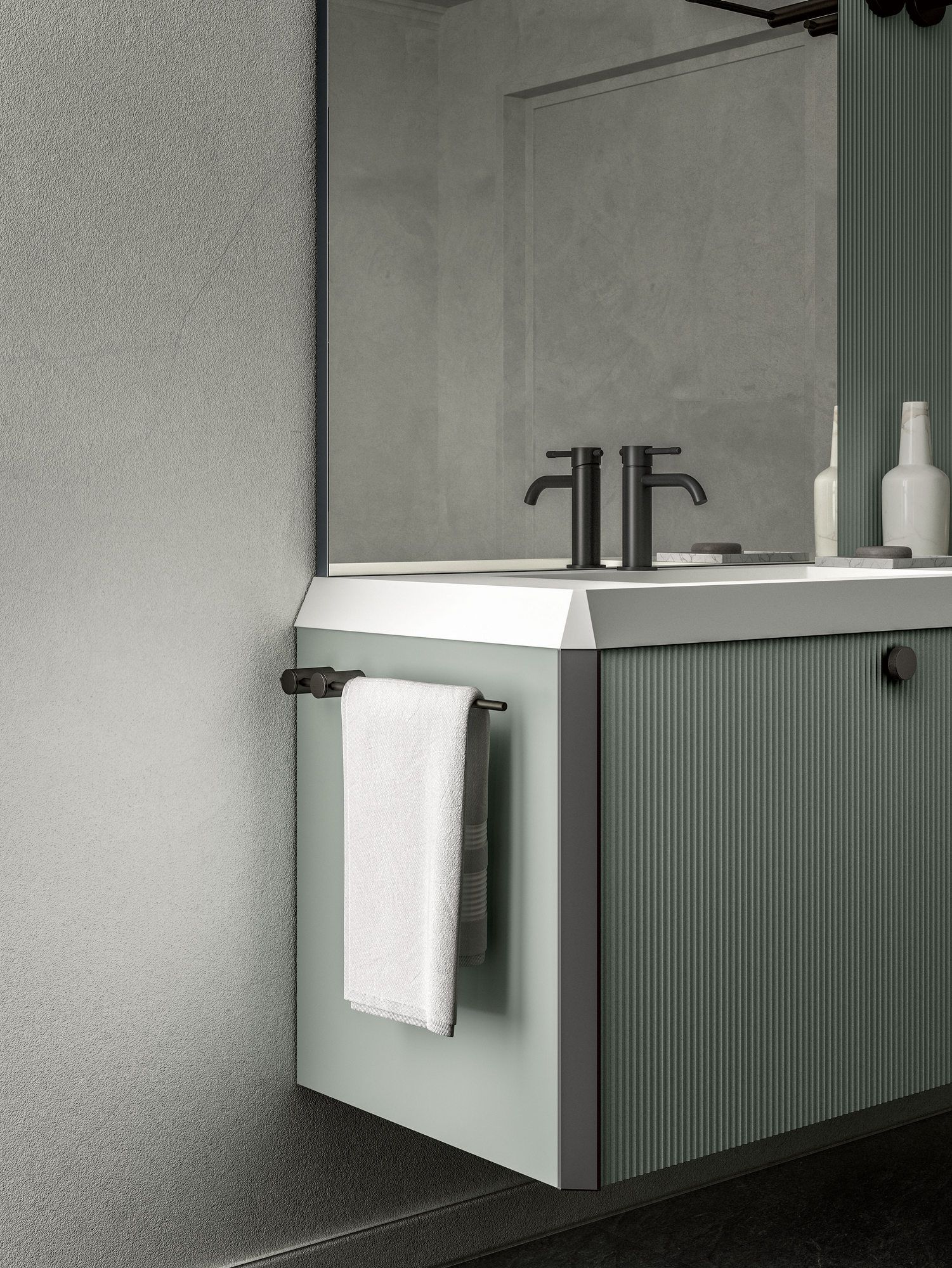 HONEY Single wall-mounted vanity unit with doors By Cerasa