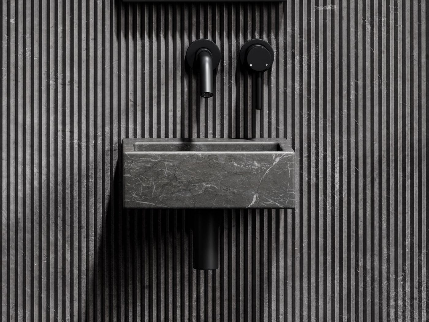 VASEL | Lavamani in marmo Pietra Grey Lavamani rettangolare sospeso in ...