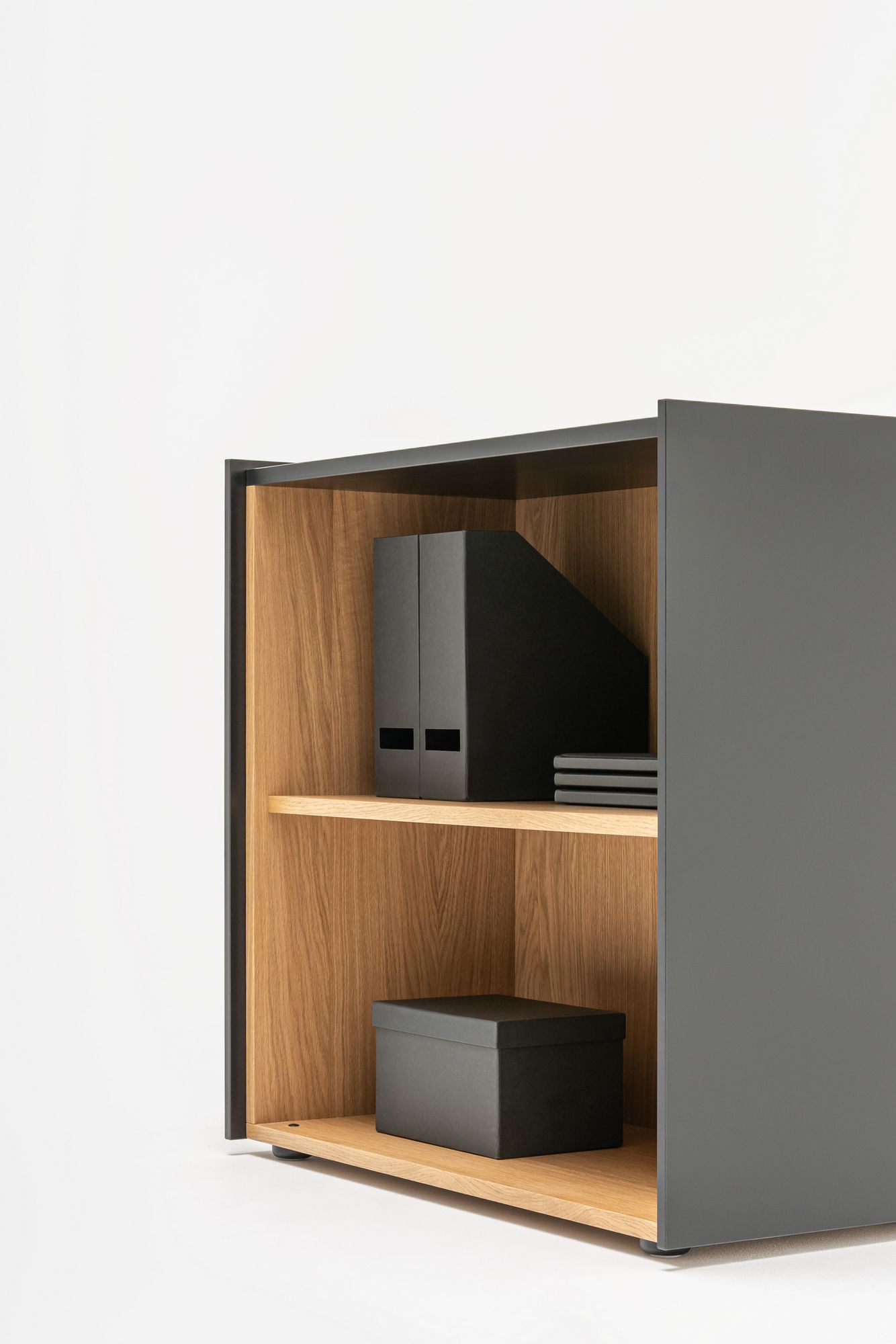 VIGA Open freestanding low wooden office shelving By MDD | design YONOH