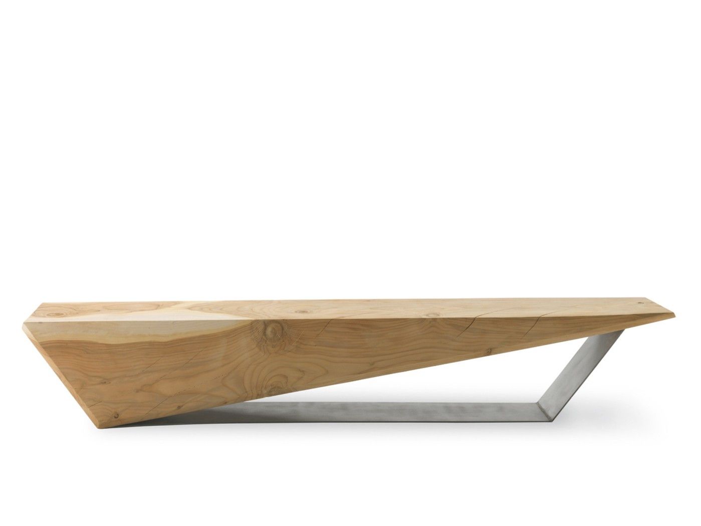 Solid cedarwood bench with iron base WEDGE By Riva 1920 design Boyan ...
