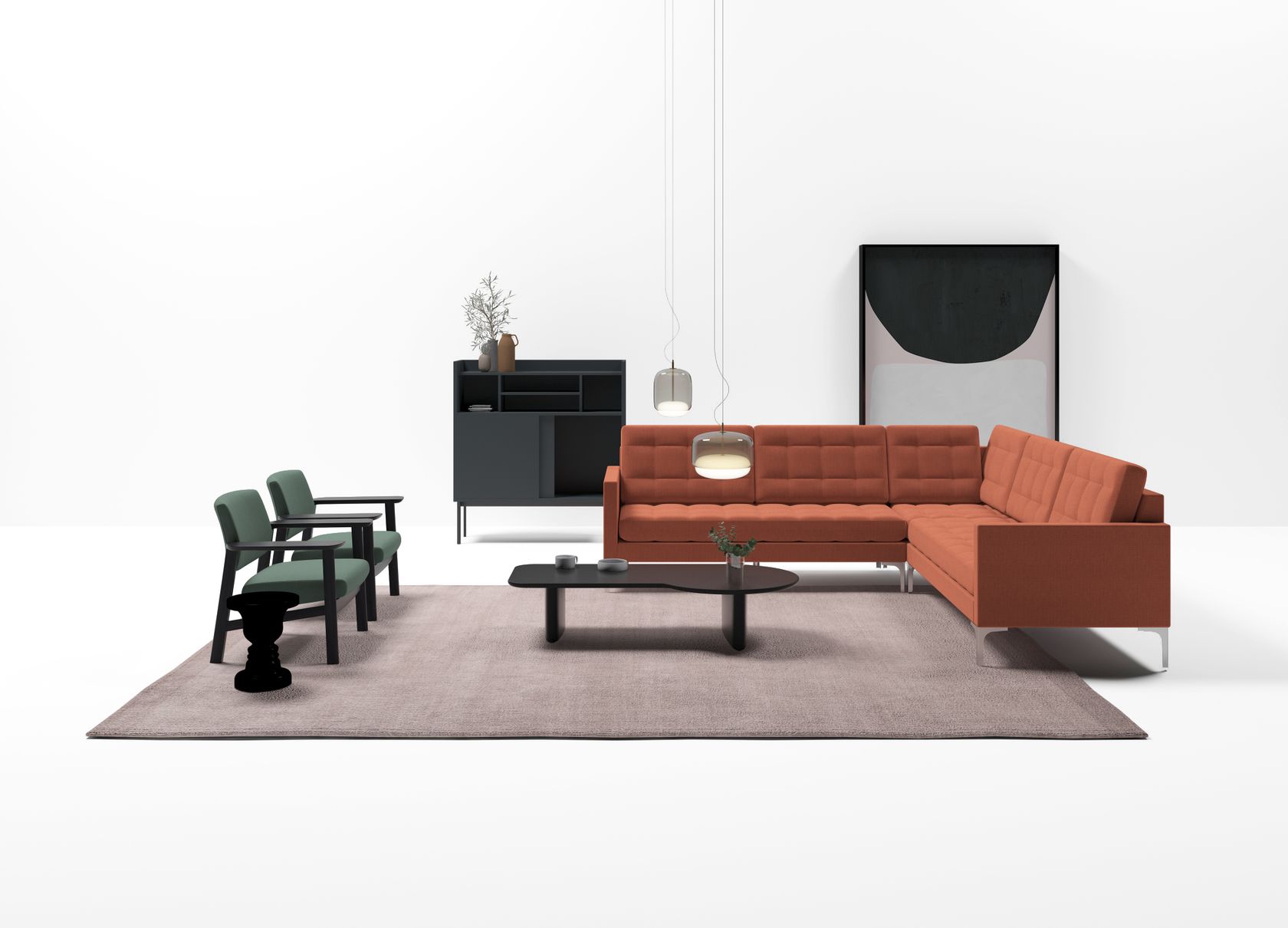 WIDE Fabric and wooden easy chair with armrests By grado design