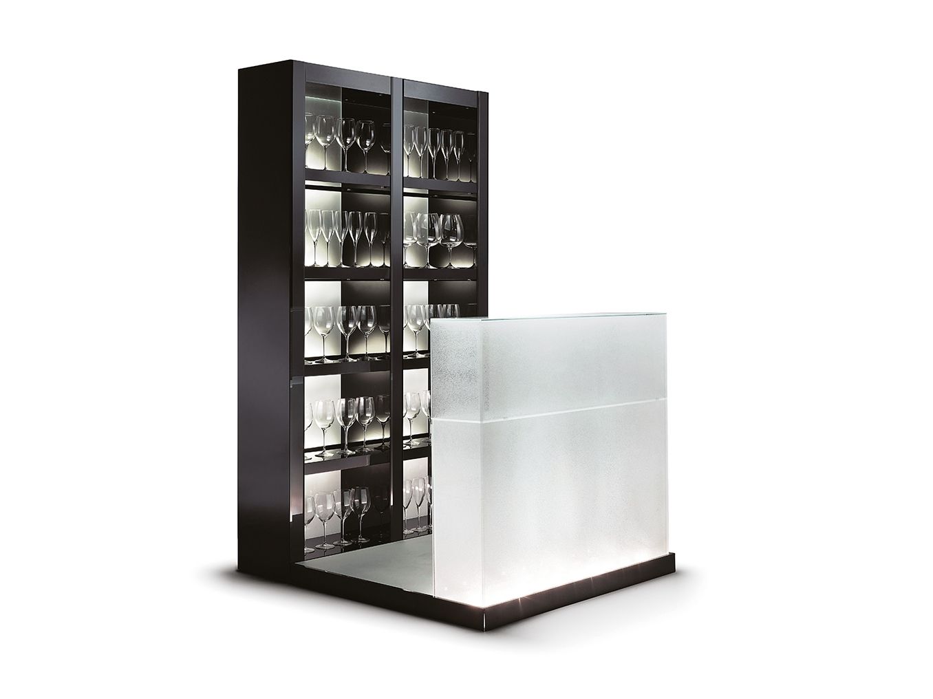 AVANTGARDE Wood and glass bar cabinet with integrated lighting By Reflex