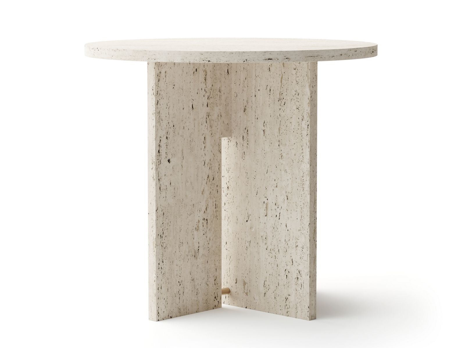 SEGMENT Round custom travertine table By TRNK