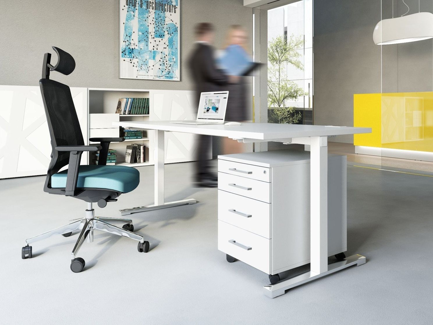 Rectangular melamine-faced chipboard office desk YAN_T | Office desk ...