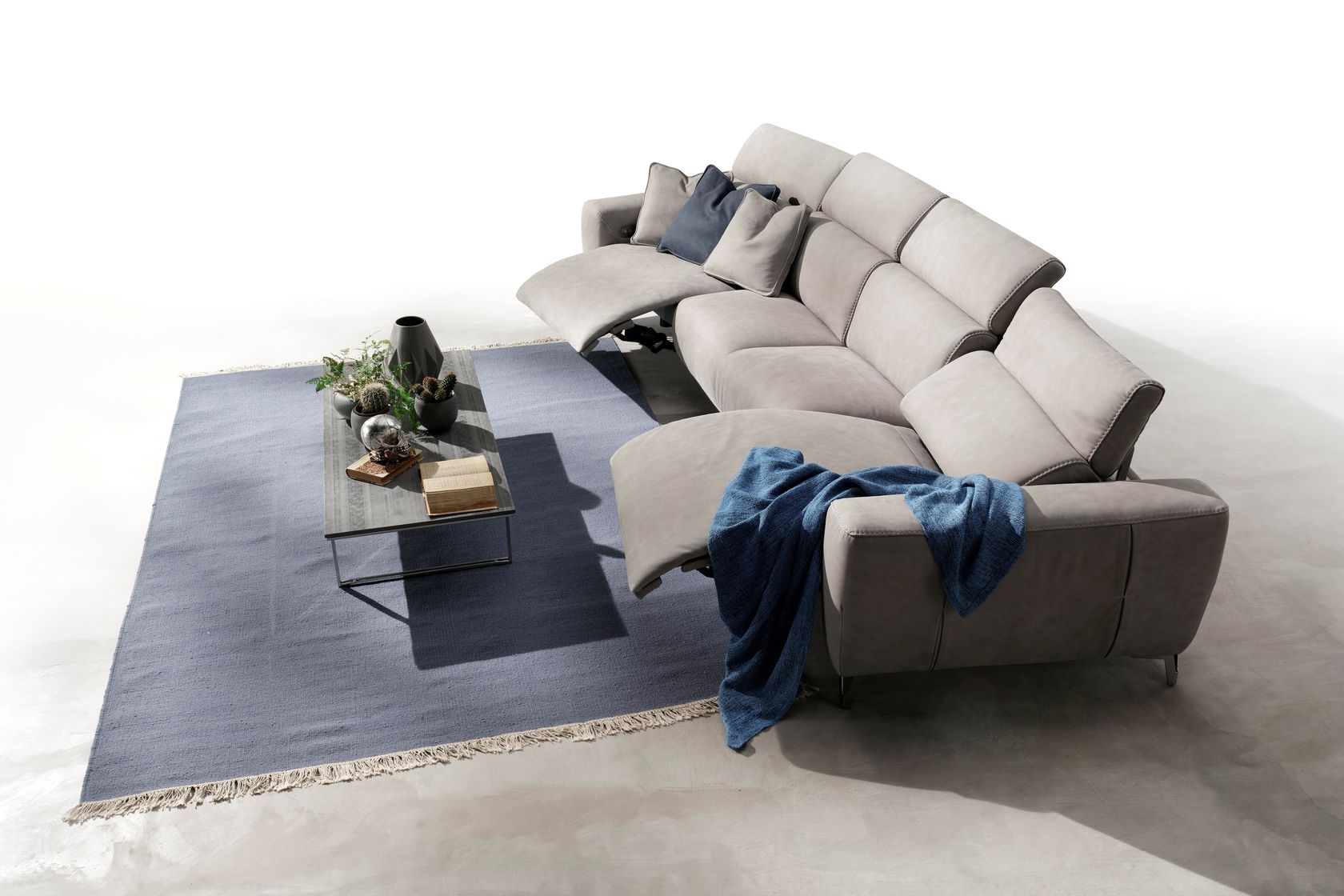 Divano componibile reclinabile in pelle ZEUS | Divano curvo By Rossini ...